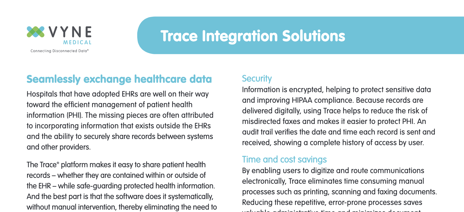 Trace Integration Solutions - Vyne Medical